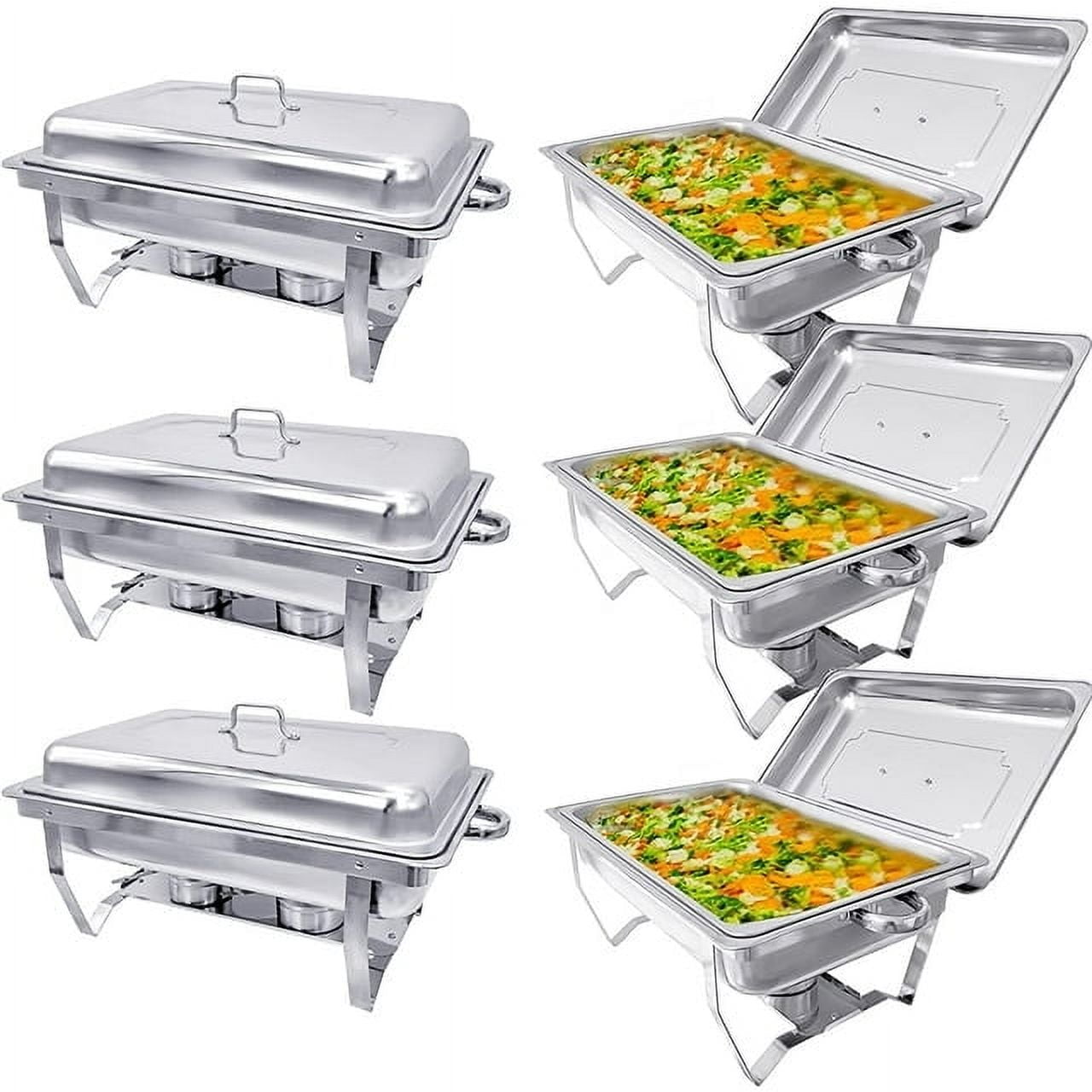Jacgood 8Qt Stainless Steel Chafing Dish, 6 Pack Full Size Rectangular ...