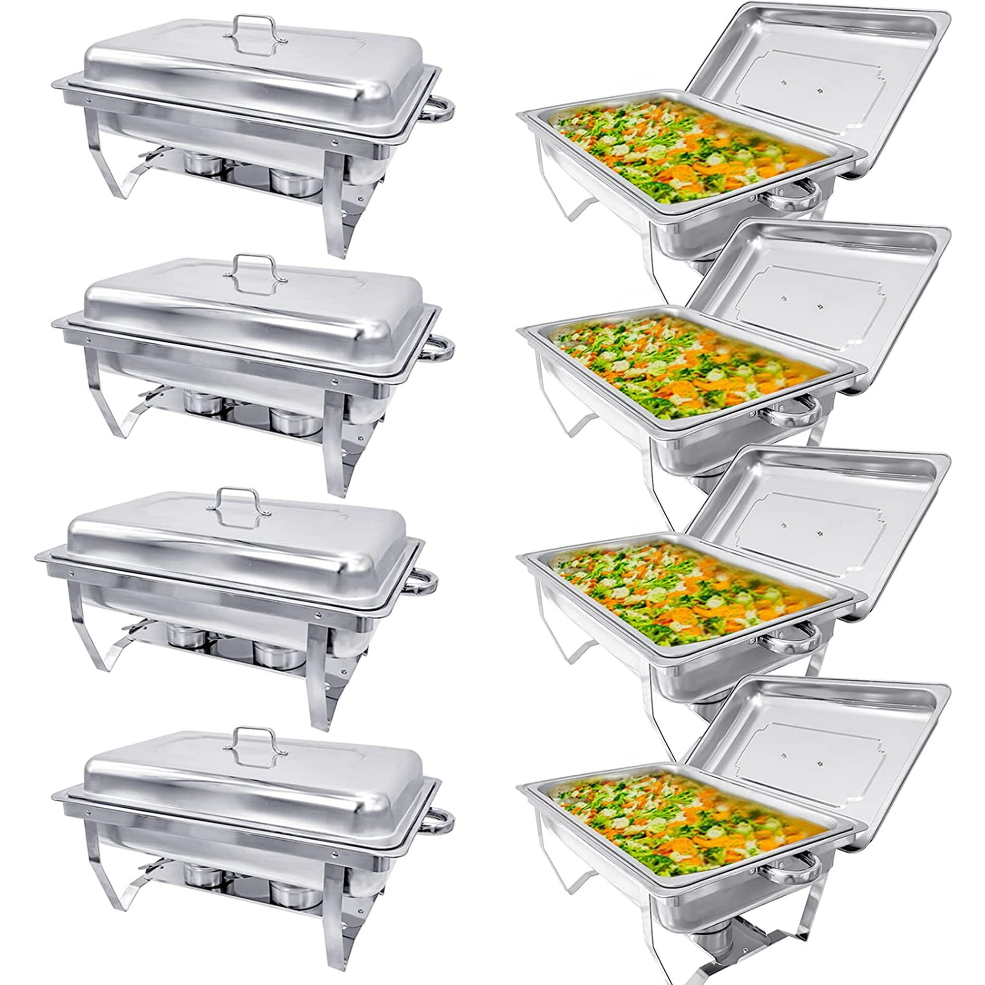 Jacgood 8Qt Stainless Steel Chafing Dish Set, 8 Pack Full Size ...