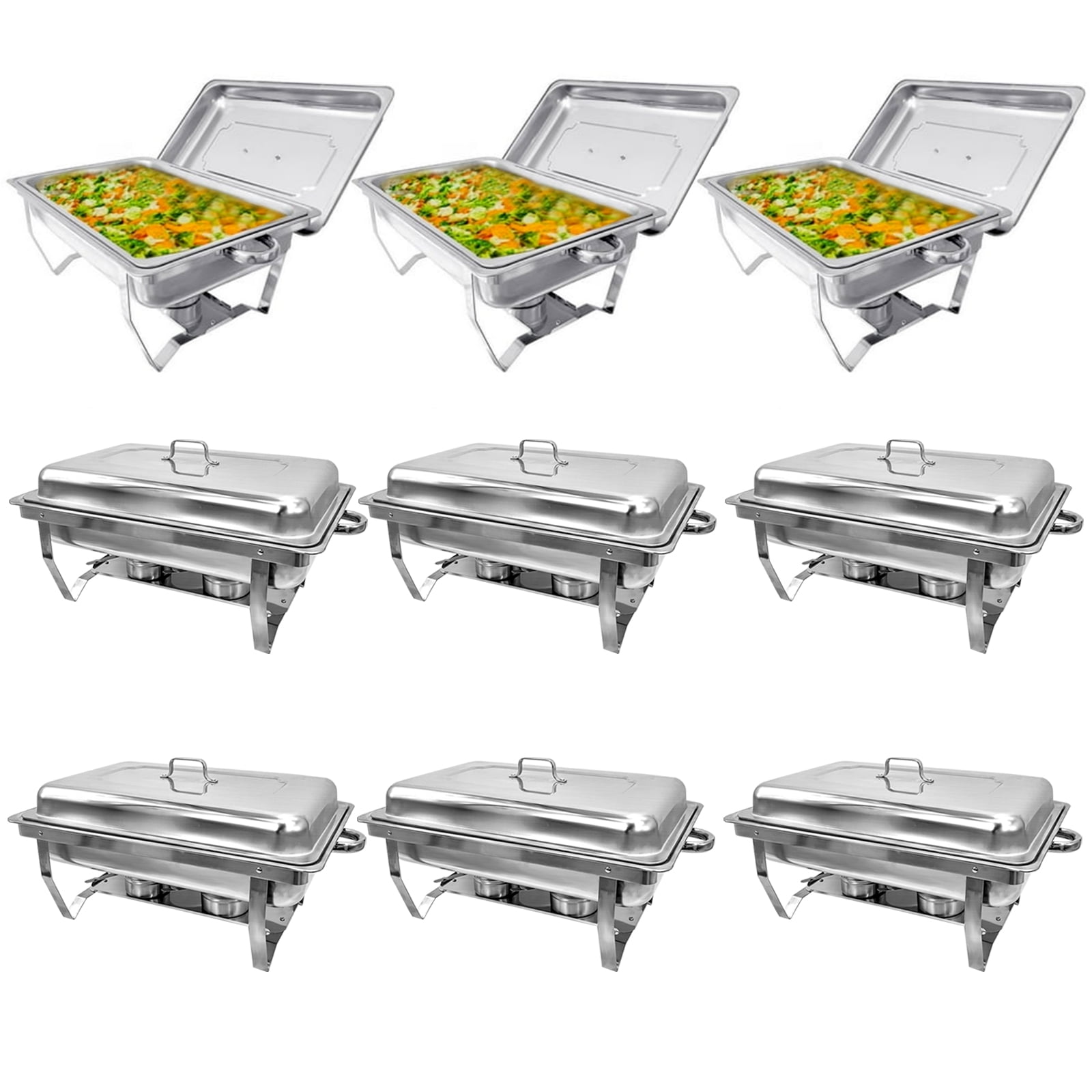 Jacgood Chafing Dish 8Qt Stainless Steel Chafer 9 Packs Full Size ...
