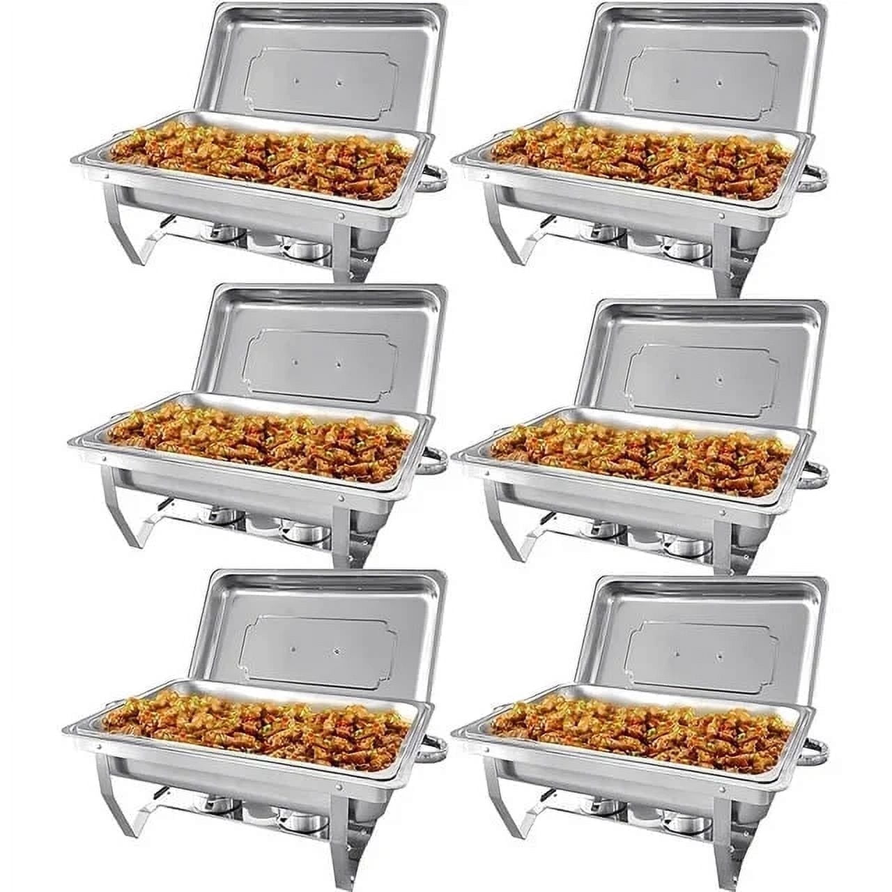 Jacgood Chafing Dish Buffet Set, 6 Pack, 8QT Stainless Steel Food Warmers, Water Pan, Fuel ...