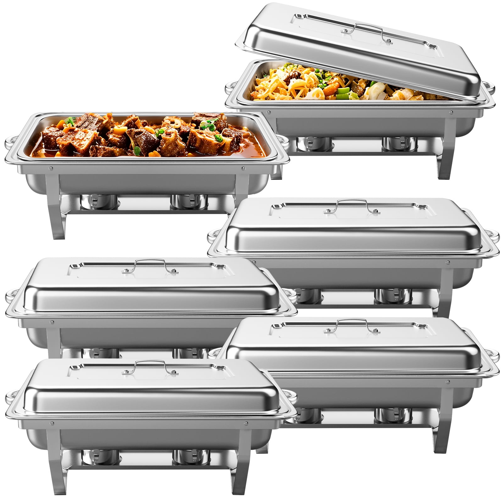 Jacgood Chafing Dish Buffet Set, 6PC 9 qt Rectangle Chafer for Catering ...