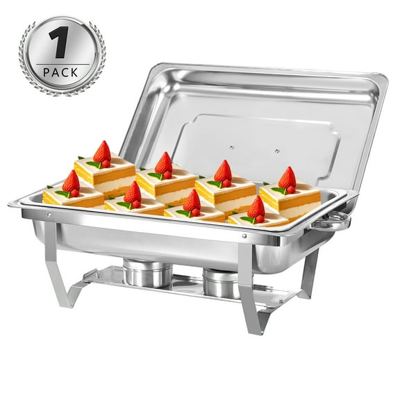 Jacgood Chafing Dish Chafer 8 QT Full size Stainless Steel Food Warmer Foldable Stove Dish Set ...