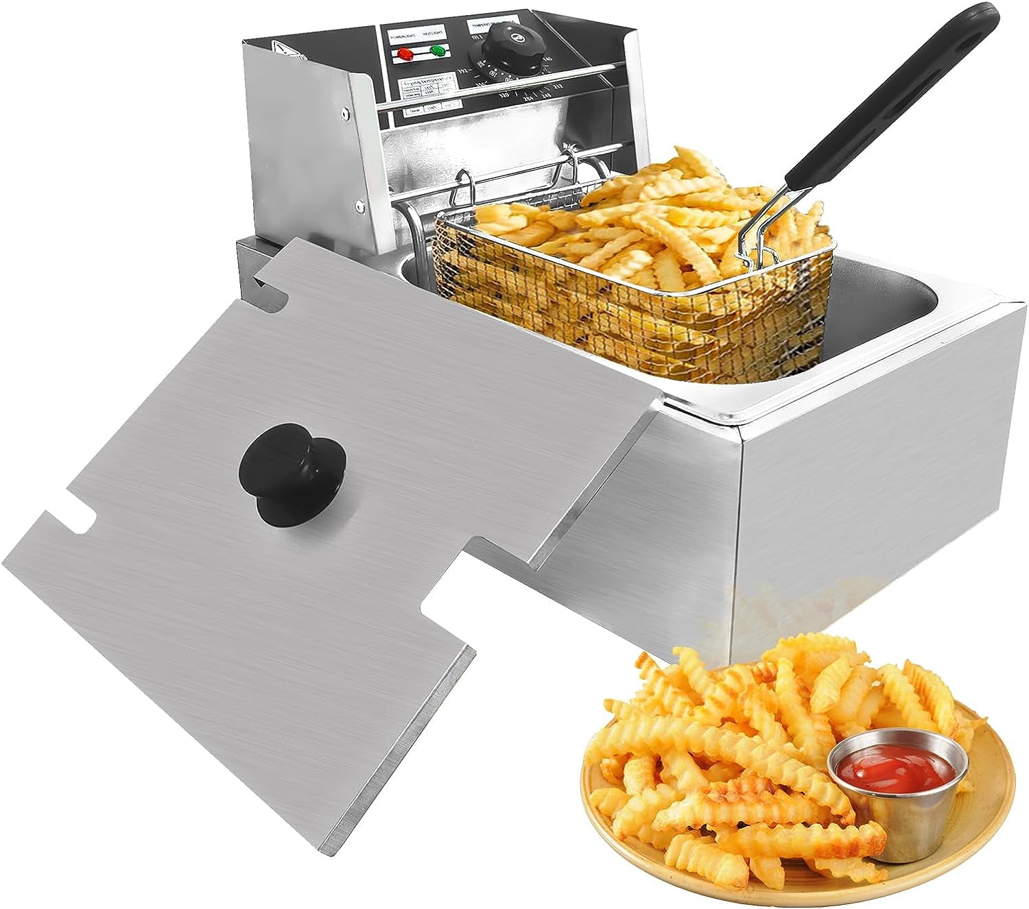 Jacgood Electric Countertop Deep Fryer 6L Dual Tank 2500W Commercial ...