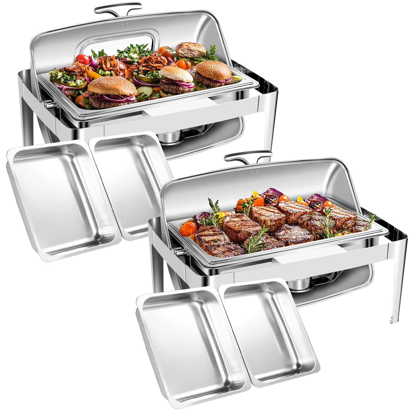 Jacgood Roll Top Chafing Dish Buffet Set, rectangle Stainless Steel ...