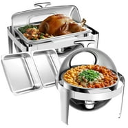 ROVSUN 9QT Gold Chafing Dishes for Buffet, Roll Top Chafing Dish Buffet ...