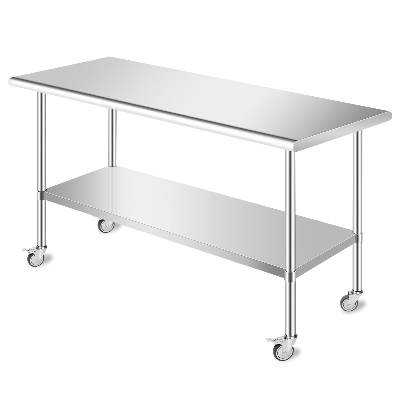Jacgood Stainless Steel Work Table w/ Wheels |60x24inch | Food Prep NSF ...