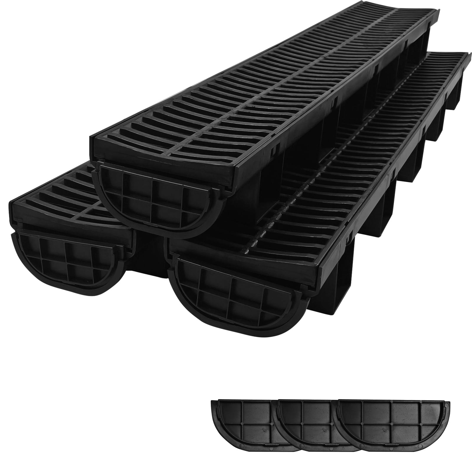 Jacgood Trench Drain System, Channel Drain with Plastic Grate,39.4x3 ...