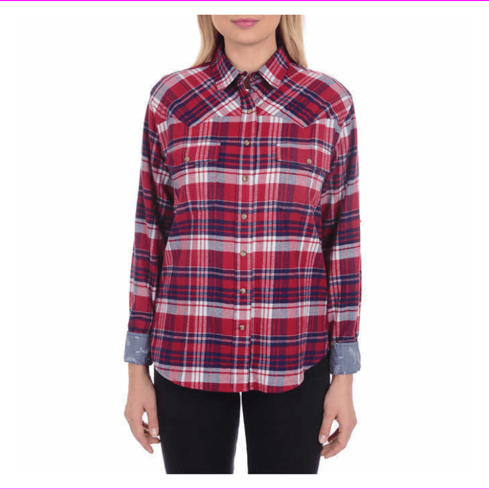 Jachs Girlfriend Girl's Flannel Shirts M/Light Red - Walmart.com