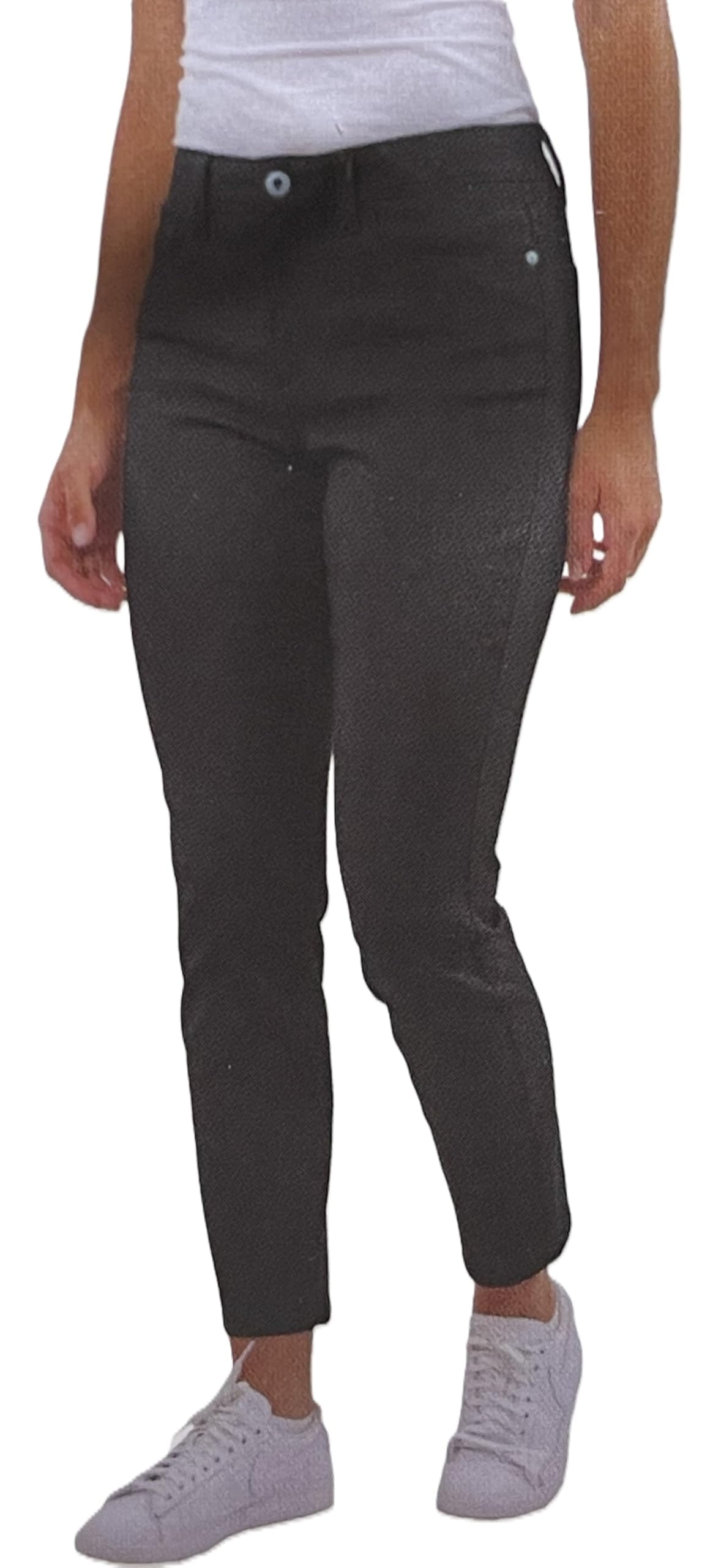 Jachs Girlfriend Women's Straight Leg Ankle Pants, 5-Pocket, Black, 12 ...