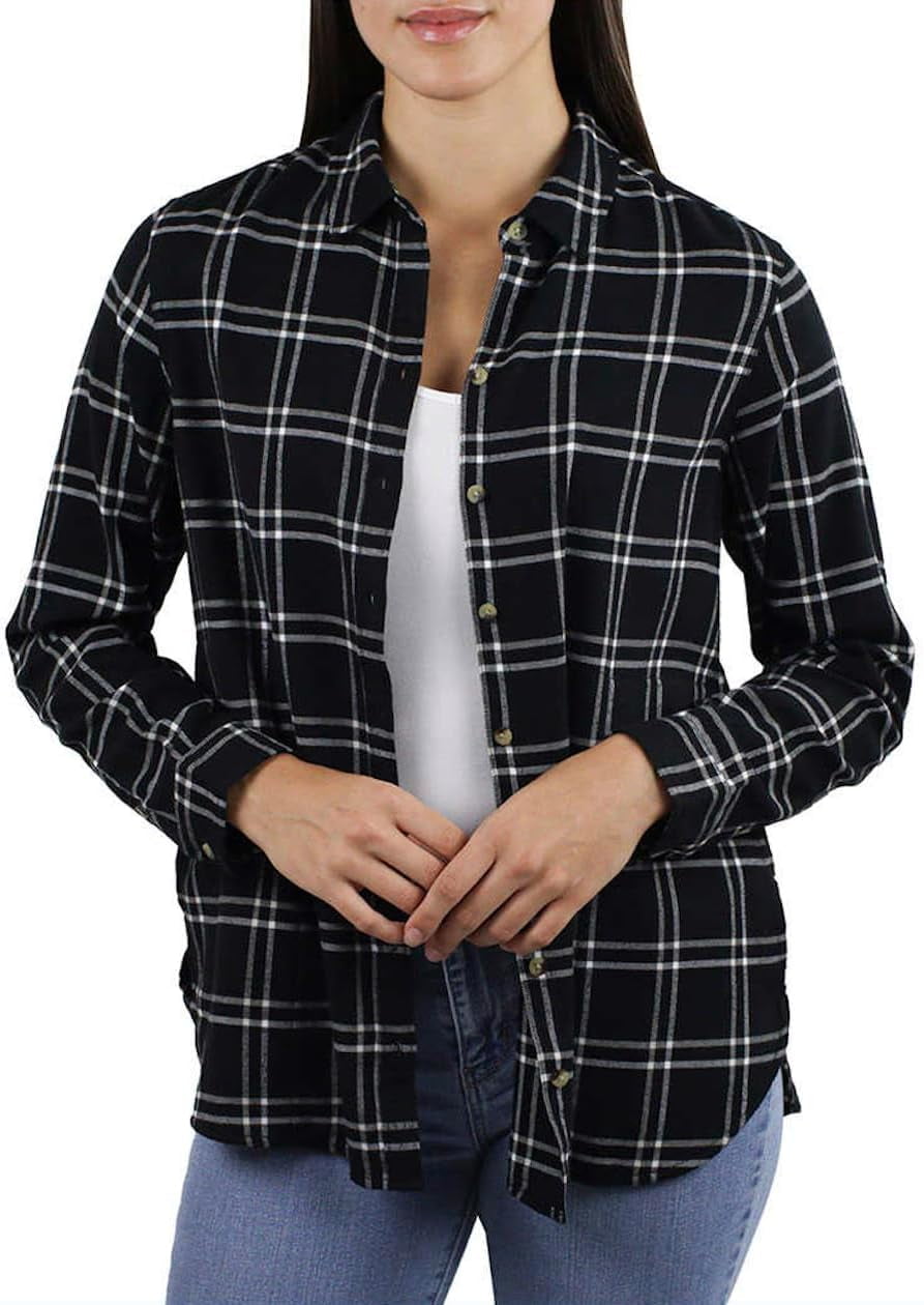 Jachs Girlfriend Women's Super Soft Feel Flannel Shirt (Black,3X ...