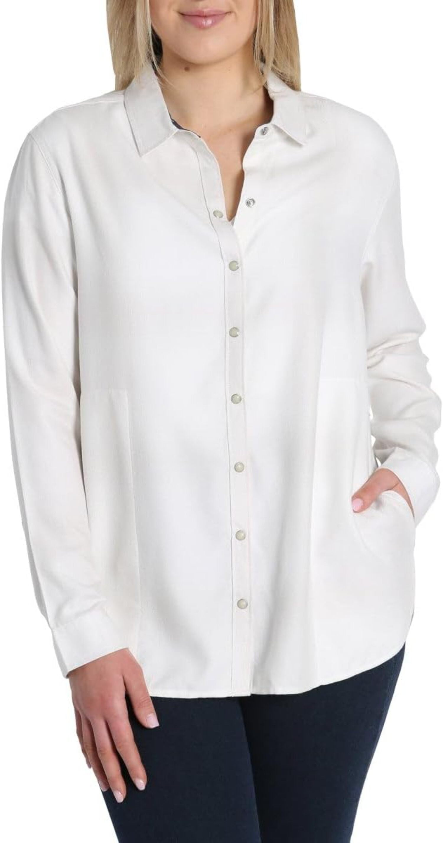 Jachs Girlfriend Women's Super Soft Feel Flannel Shirt (White, XX-Large ...