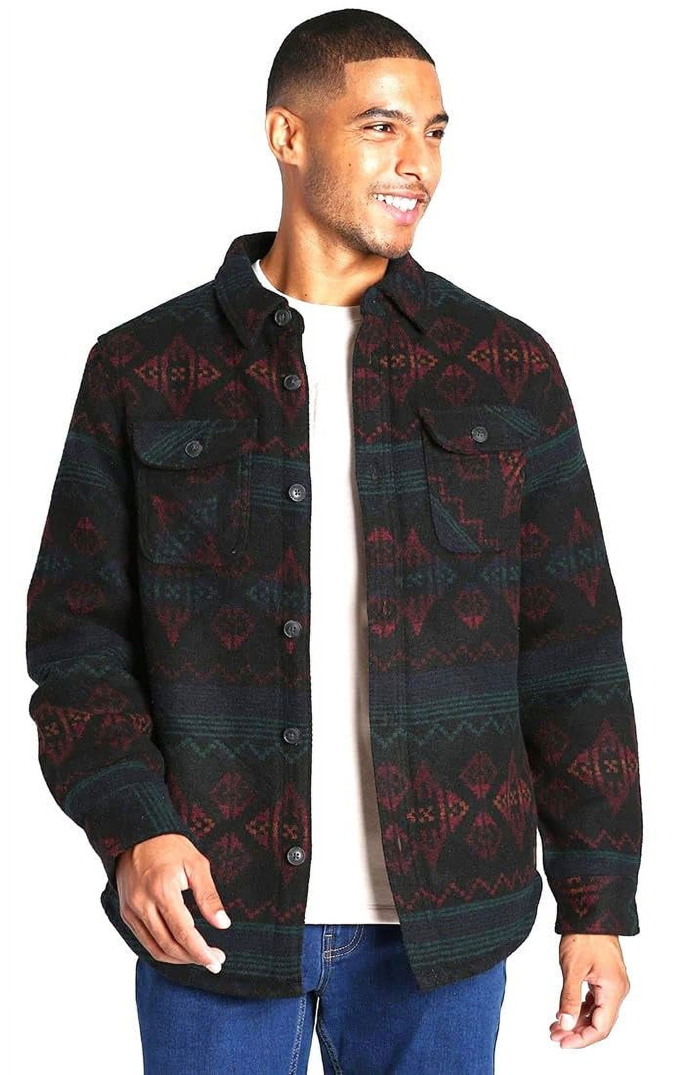 Jachs Men's Wool Blend Sherpa Lined Flannel Shirt Jacket - Walmart.com