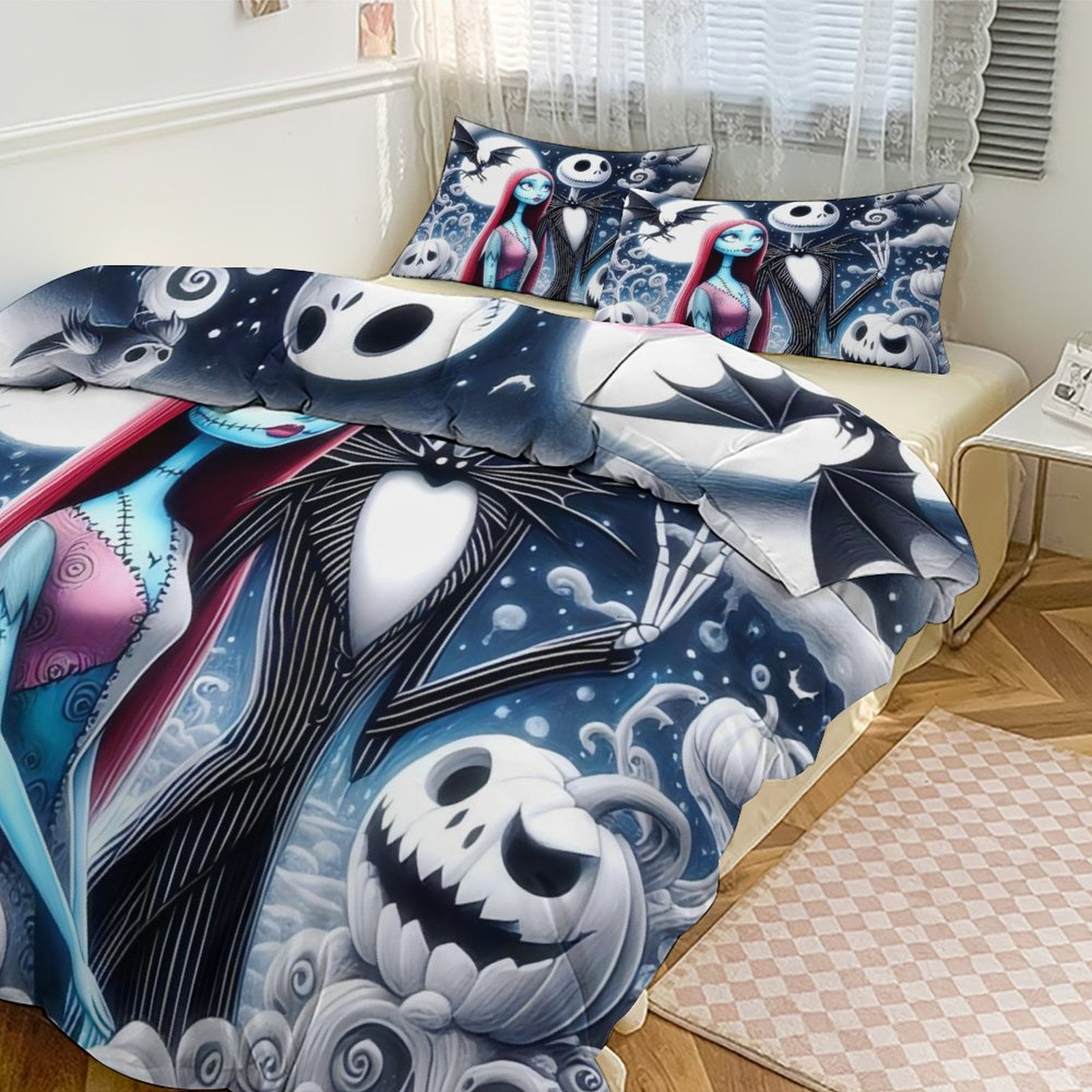 Jack And Sally Bed Duvet Cover Cartoon Bedding Set 3D Lightweight 3 ...