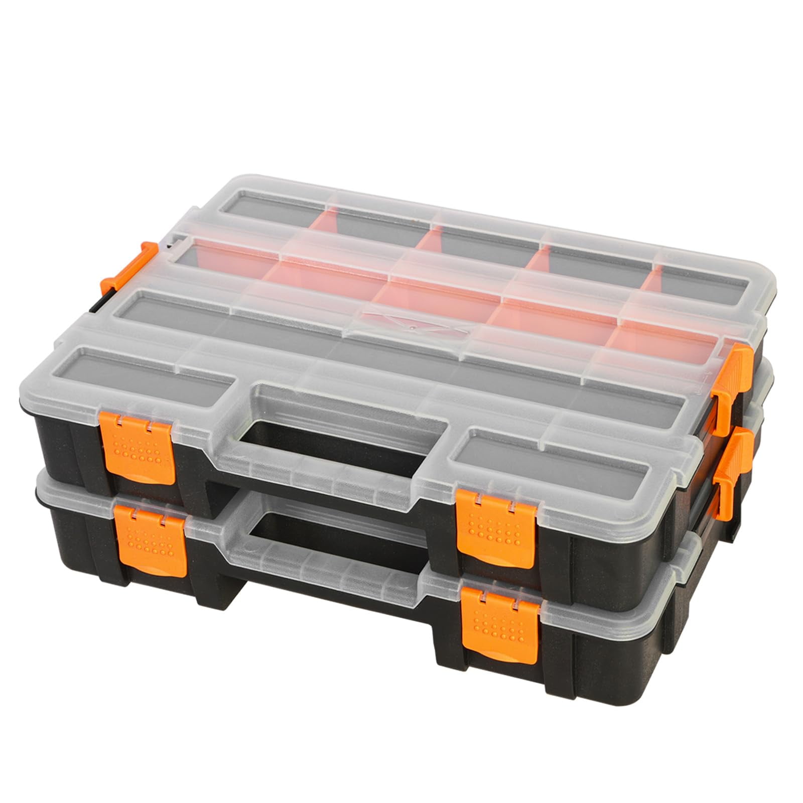 Jack Boss Tool Box with Transparent Lid, Single 17-Compartments ...