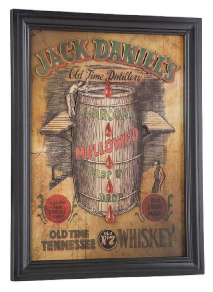 Jack Daniels Charcoal Mellowed Pub Sign Old Time Whiskey Barrel 22"x17 ...