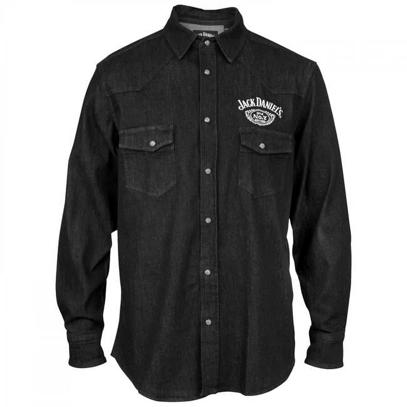 Jack Daniels Denim Western Snap Buttons Shirt, Black - Large - Walmart.com