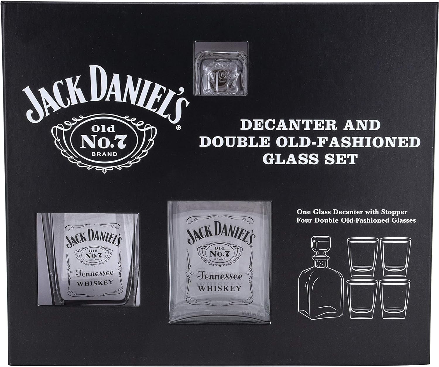 Jack Daniels Licensed Barware Black Label Logo Decanter Gift Set, Clear ...