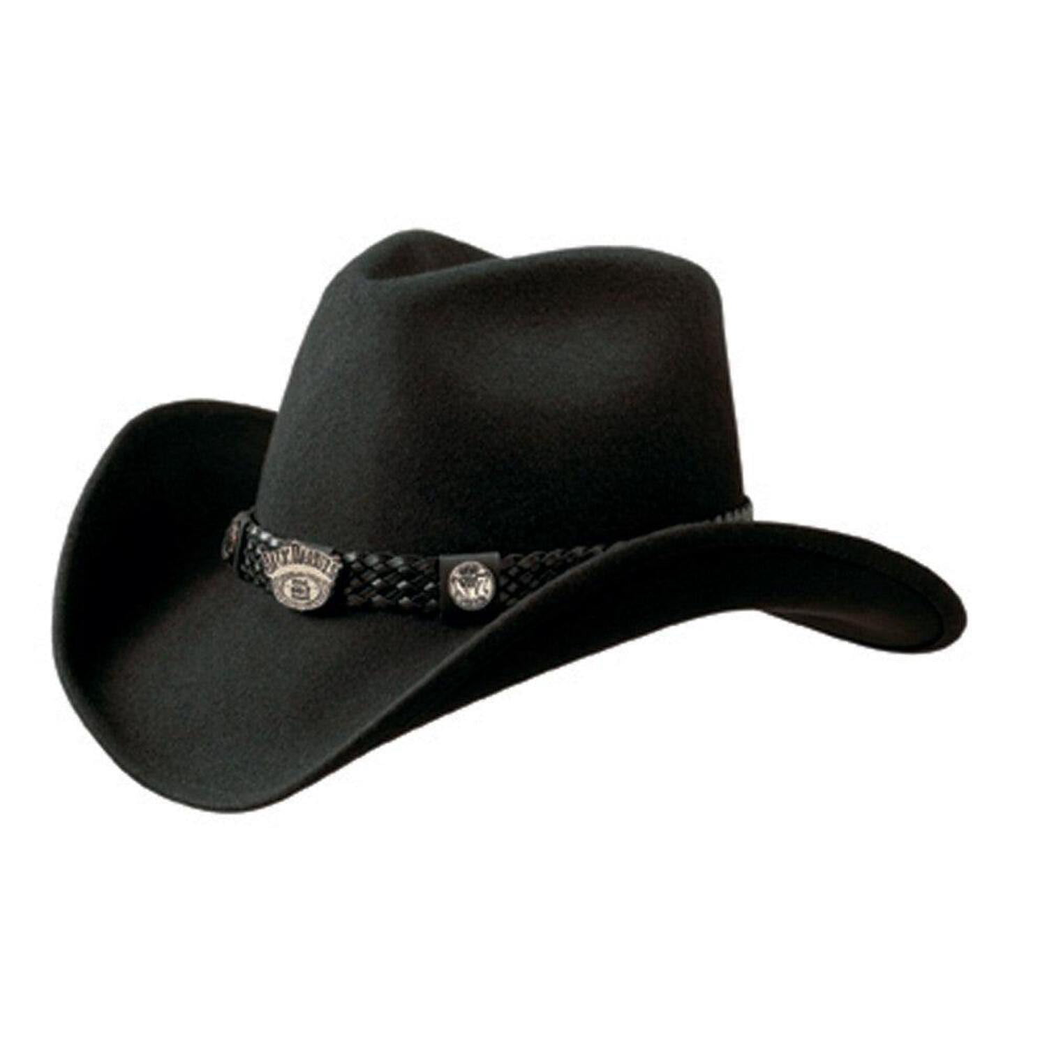 Jack Daniels Men's 100% Crushable Wool Cowboy Hat - Black JD03-E (L ...