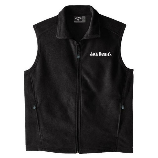 Jack Daniels Men's Fleece Vest Full Zip Pockets w/ Logo Whiskey Liquor ...