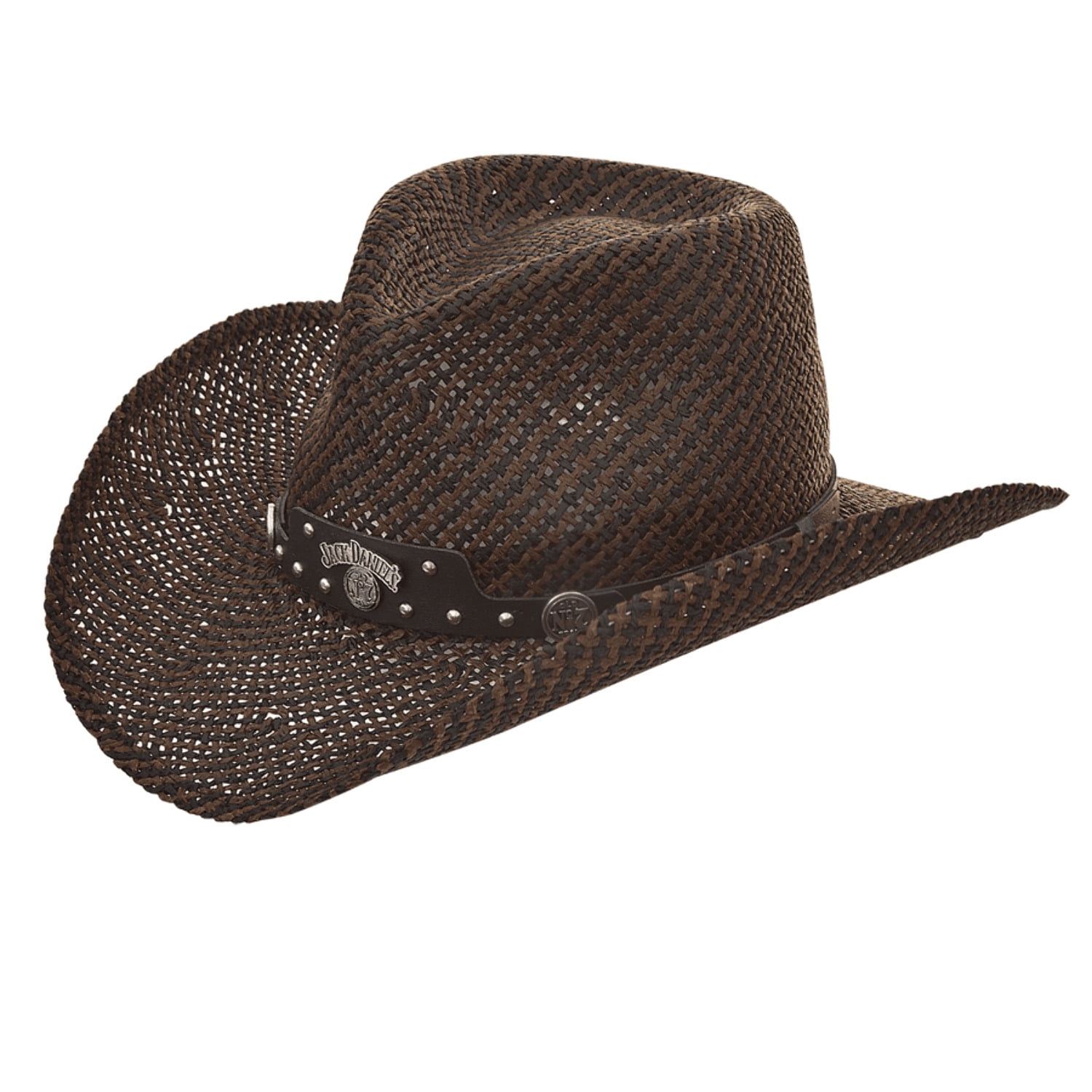 Jack Daniels Men's JD Twisted Toyo Straw Western Cowboy Hat Black/Brown ...