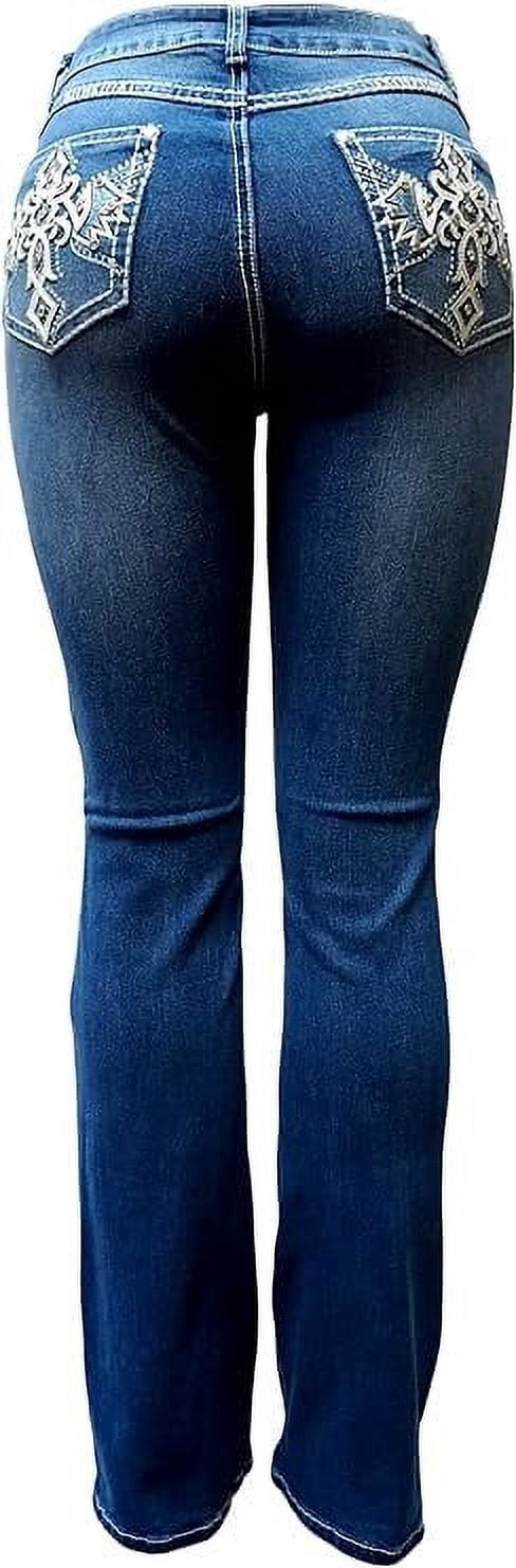 Jack David/H&Y Women's Rhinestone Bootcut Stretchy Denim Jeans Pants ...