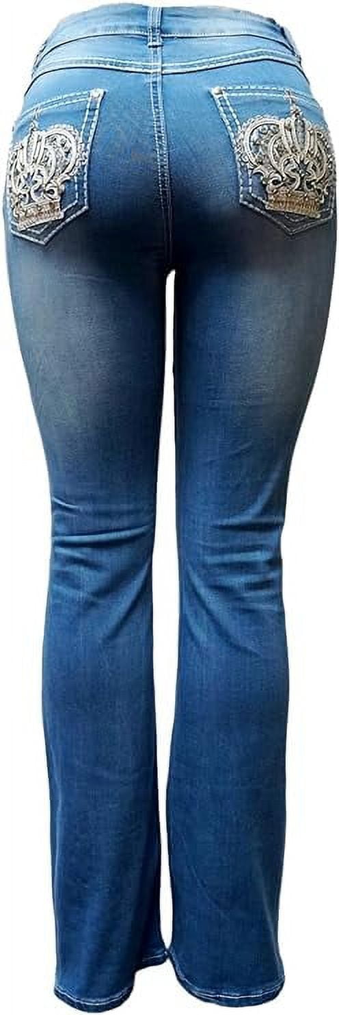 Jack David/H&Y Women's Rhinestone Bootcut Stretchy Denim Jeans Pants ...
