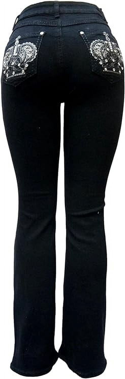 Jack David/H&Y Women's Rhinestone Bootcut Stretchy Denim Jeans Pants ...