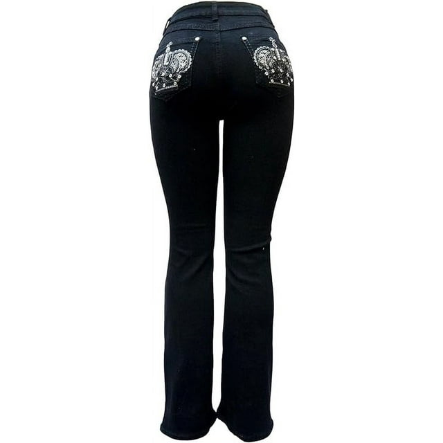 Jack David/H&Y Women's Rhinestone Bootcut Stretchy Denim Jeans Pants ...