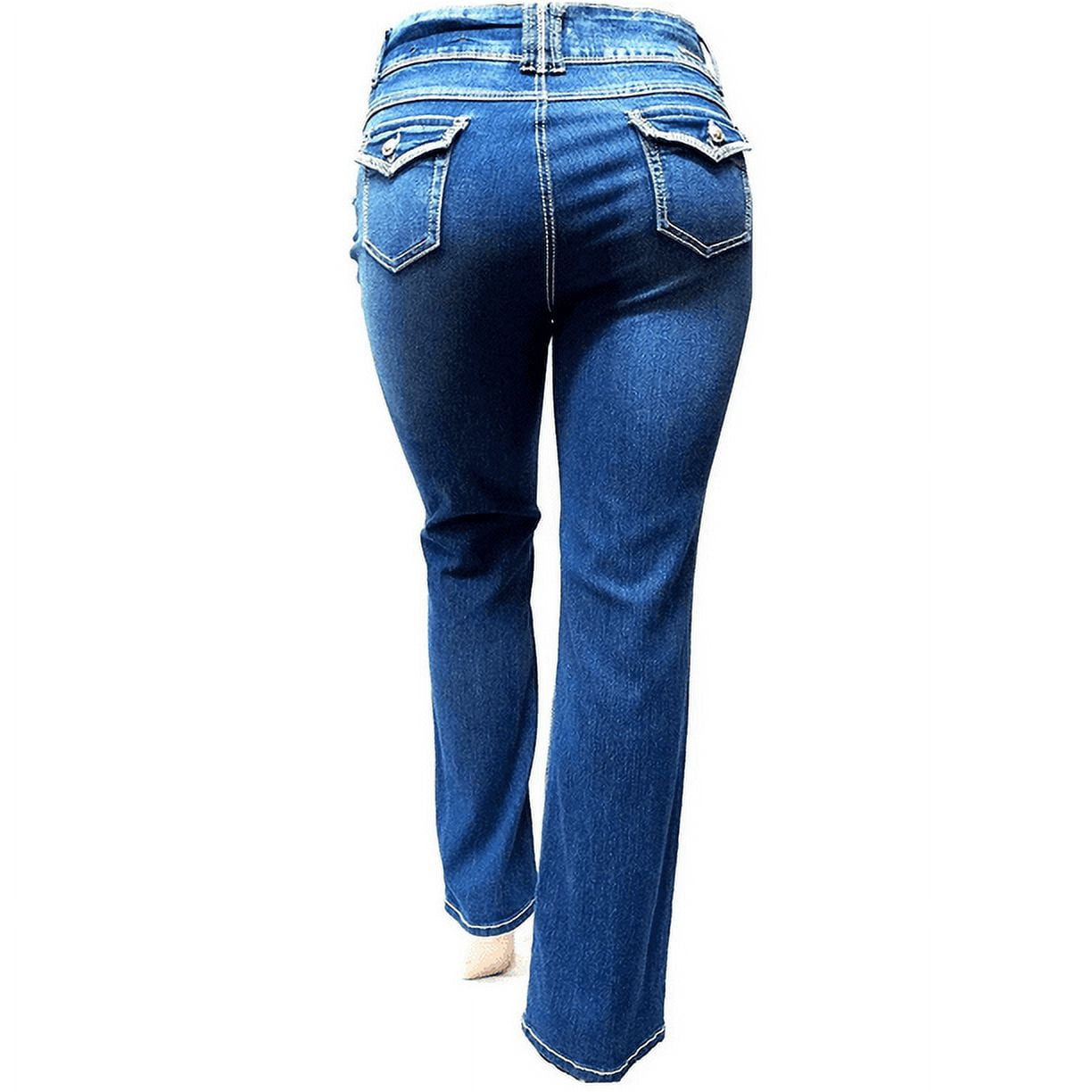 Jack David Women's Rhinestone Embellished Bootcut Stretch Denim Jeans ...