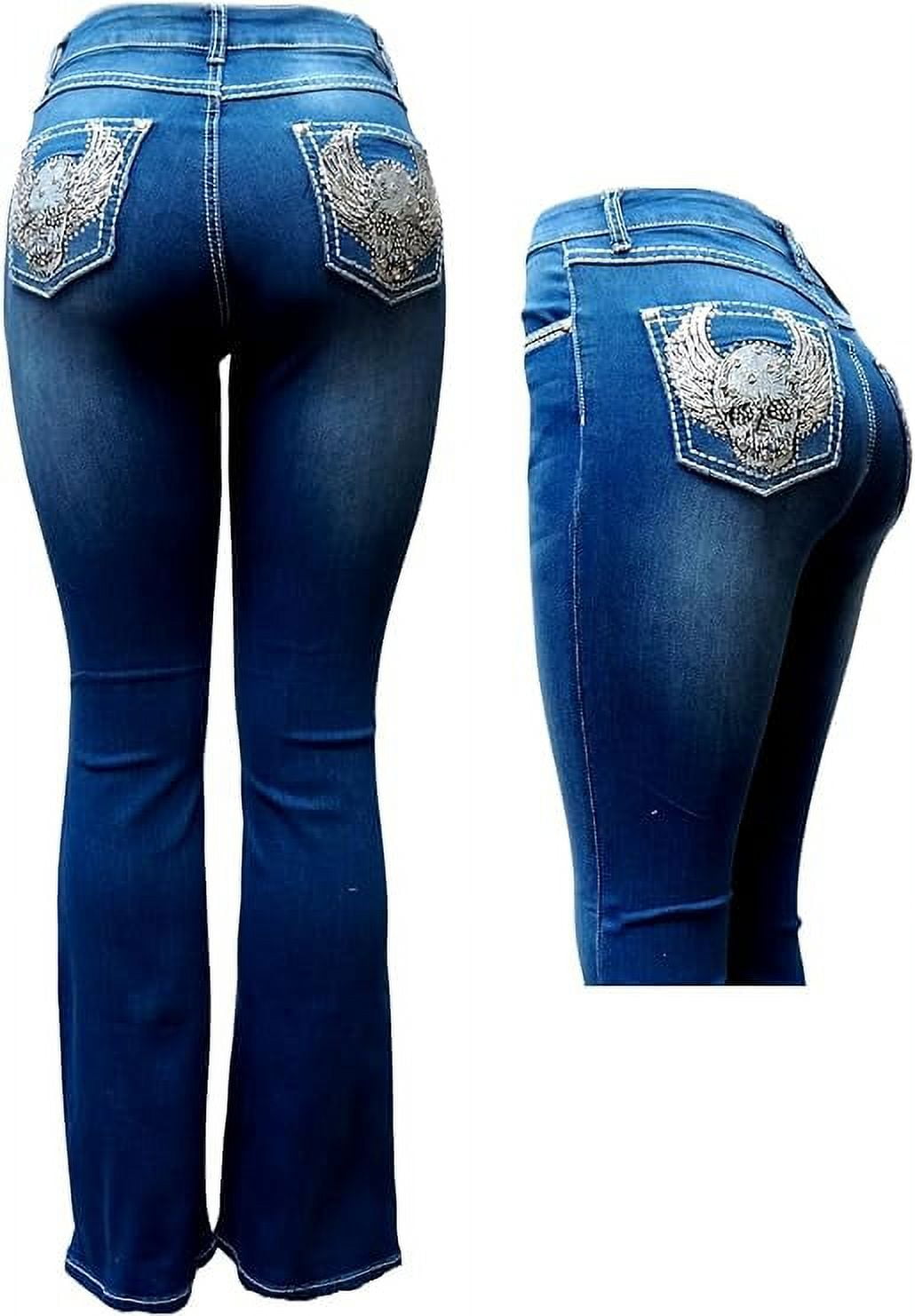 Jack David Mid Rise Rhinestone Stretch Jeans, (Women's) - Walmart.com