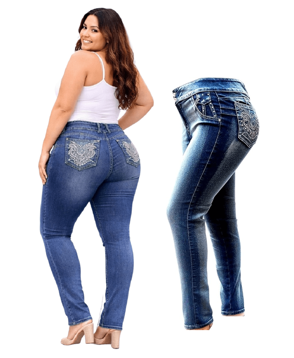 Jack David Women's Plus Size Premium Blue Stretch Denim Skinny Jeans ...