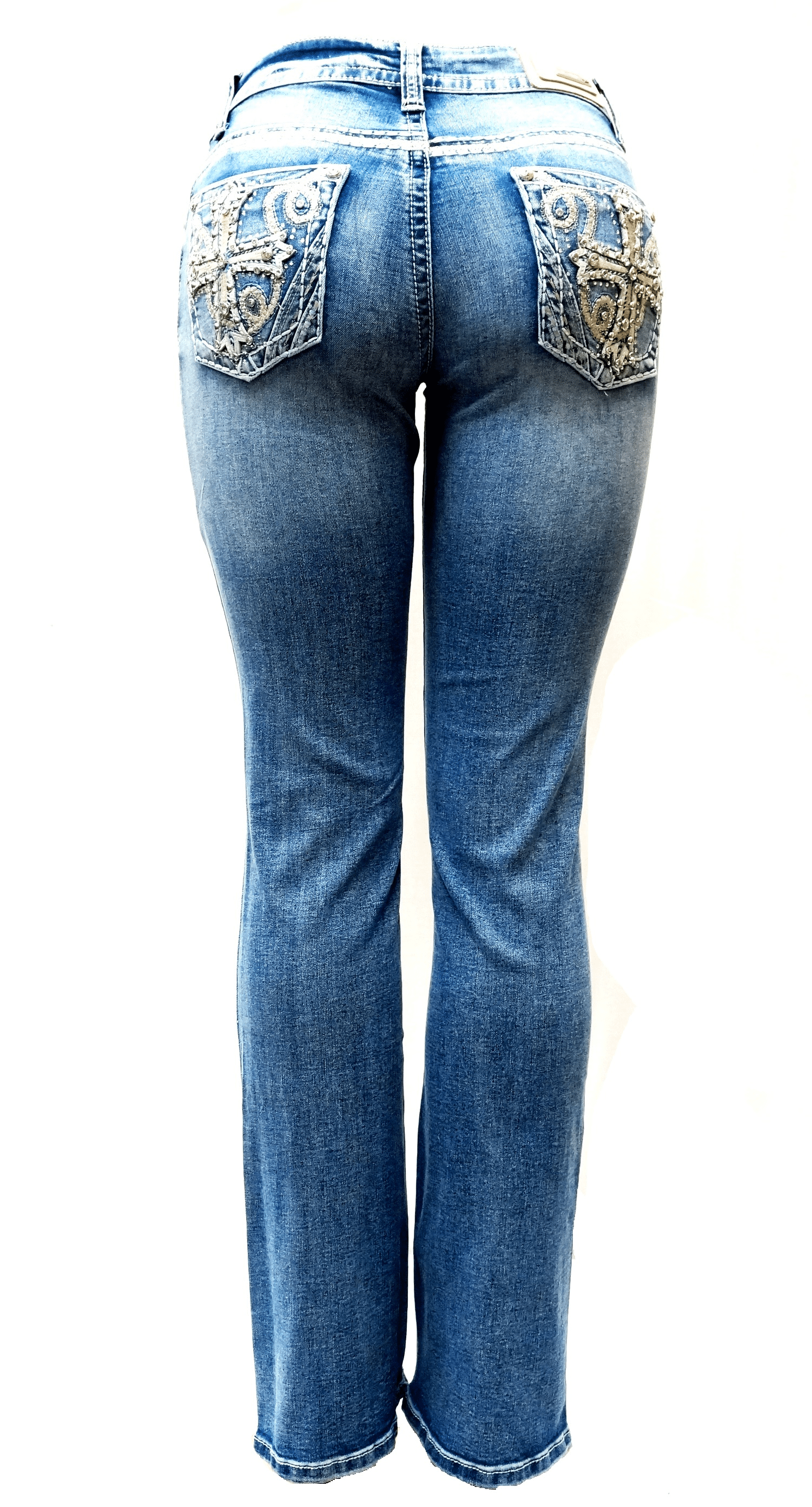 Jack David Rhinestone Studs Dark Wash Denim Bootcut Jeans (S1096 ...
