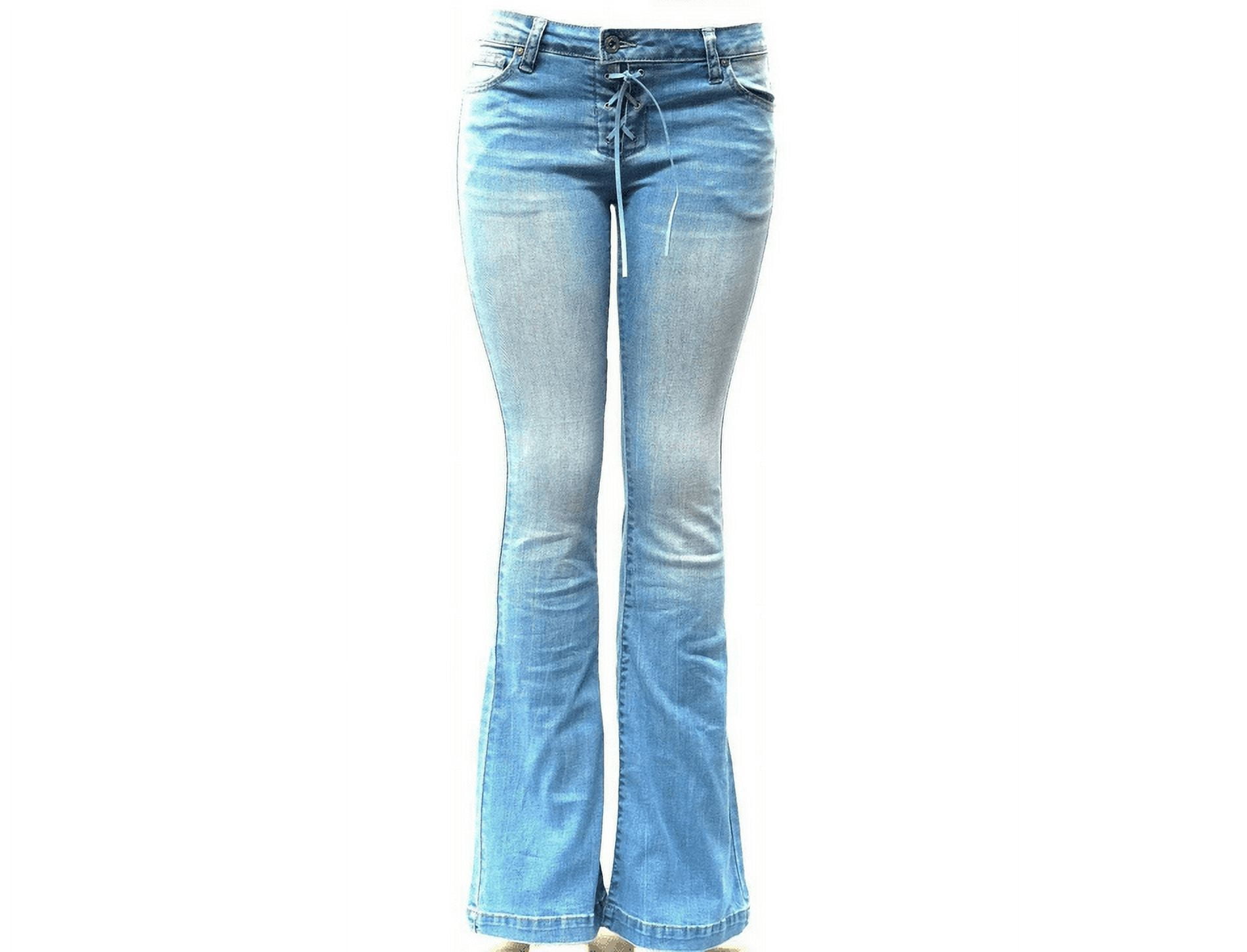 Jack David Women's Juniors 70s Trendy Flared Mid-Waist Fitted Bell Bottom Jeans - Walmart.com