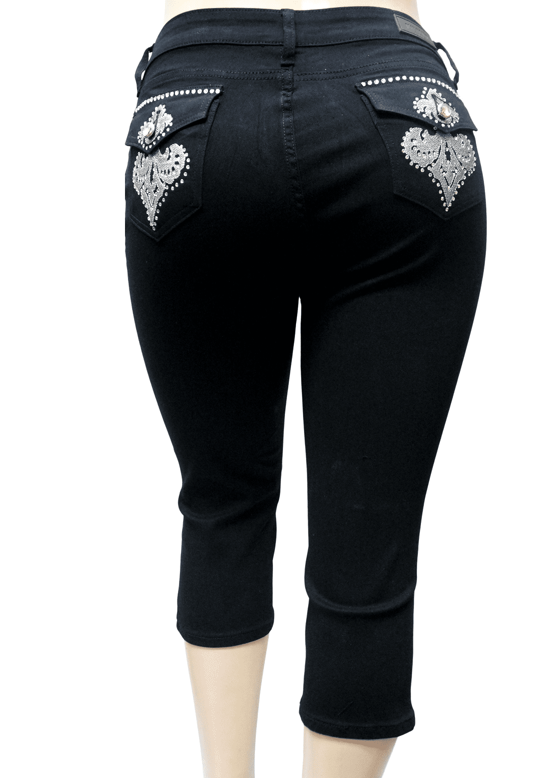 Jack David Women's Plus Size Black Denim Capri Pants, Stretch, Sizes 14 ...