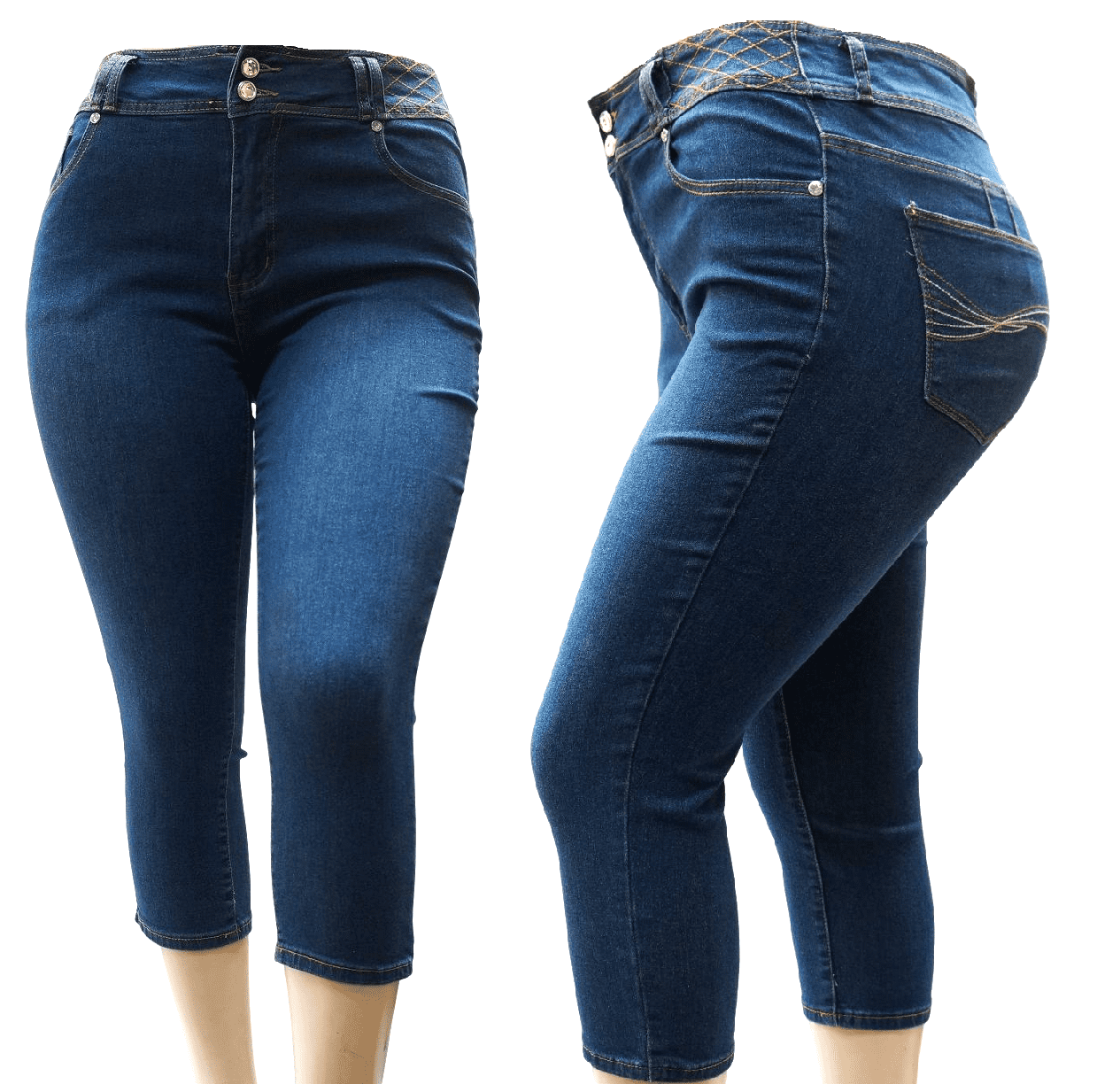 Jack David Women's Plus Size Blue Denim Jeans Capri Pants Stretch HI ...
