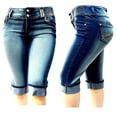 Jack David Women's Plus Size High Waist Blue Denim Stretch Capri Jeans ...
