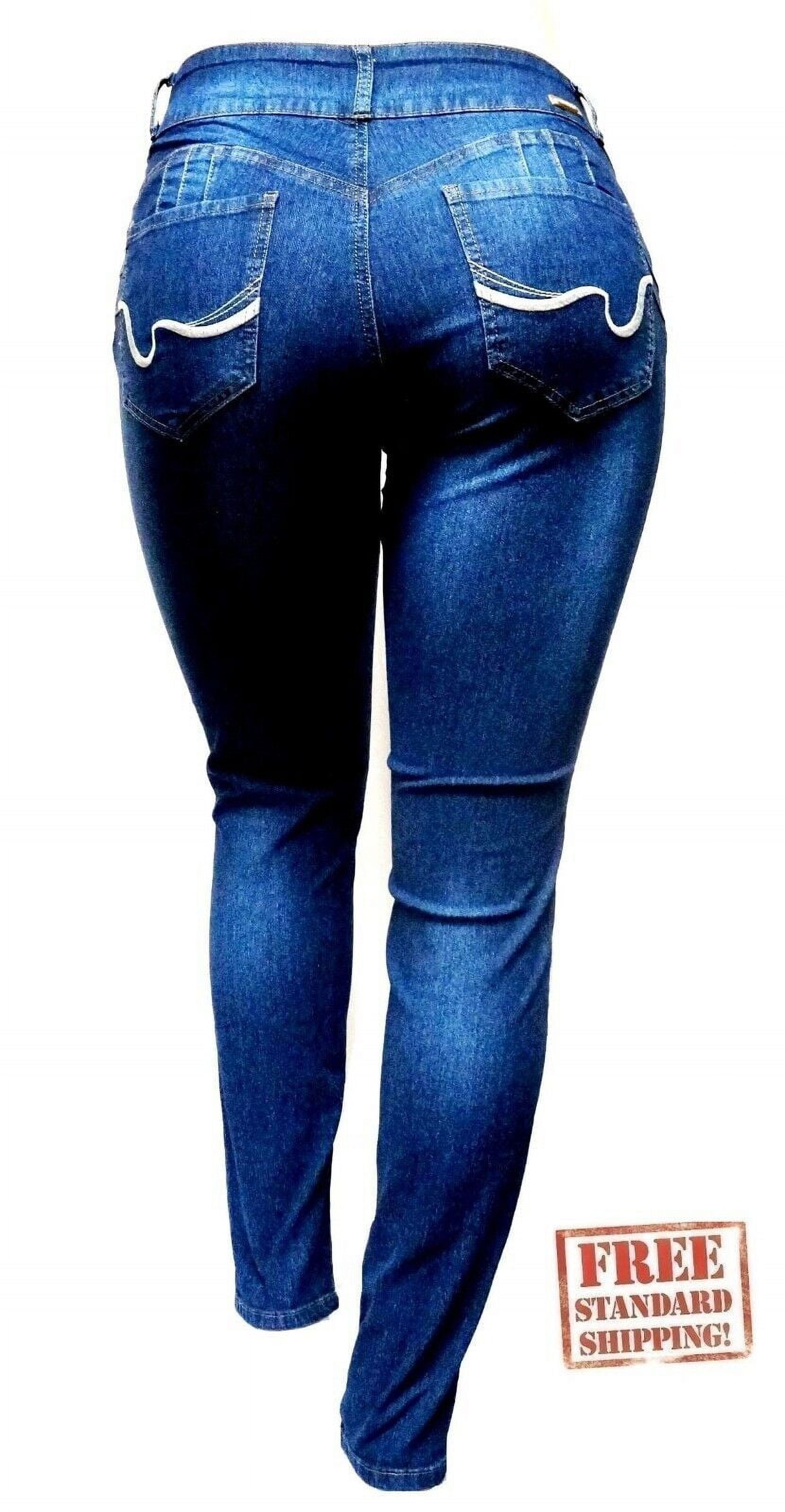 Jack David Womens Plus Size Stretch Dark Blue Black High Waist Denim Jeans Skinny Pants ...