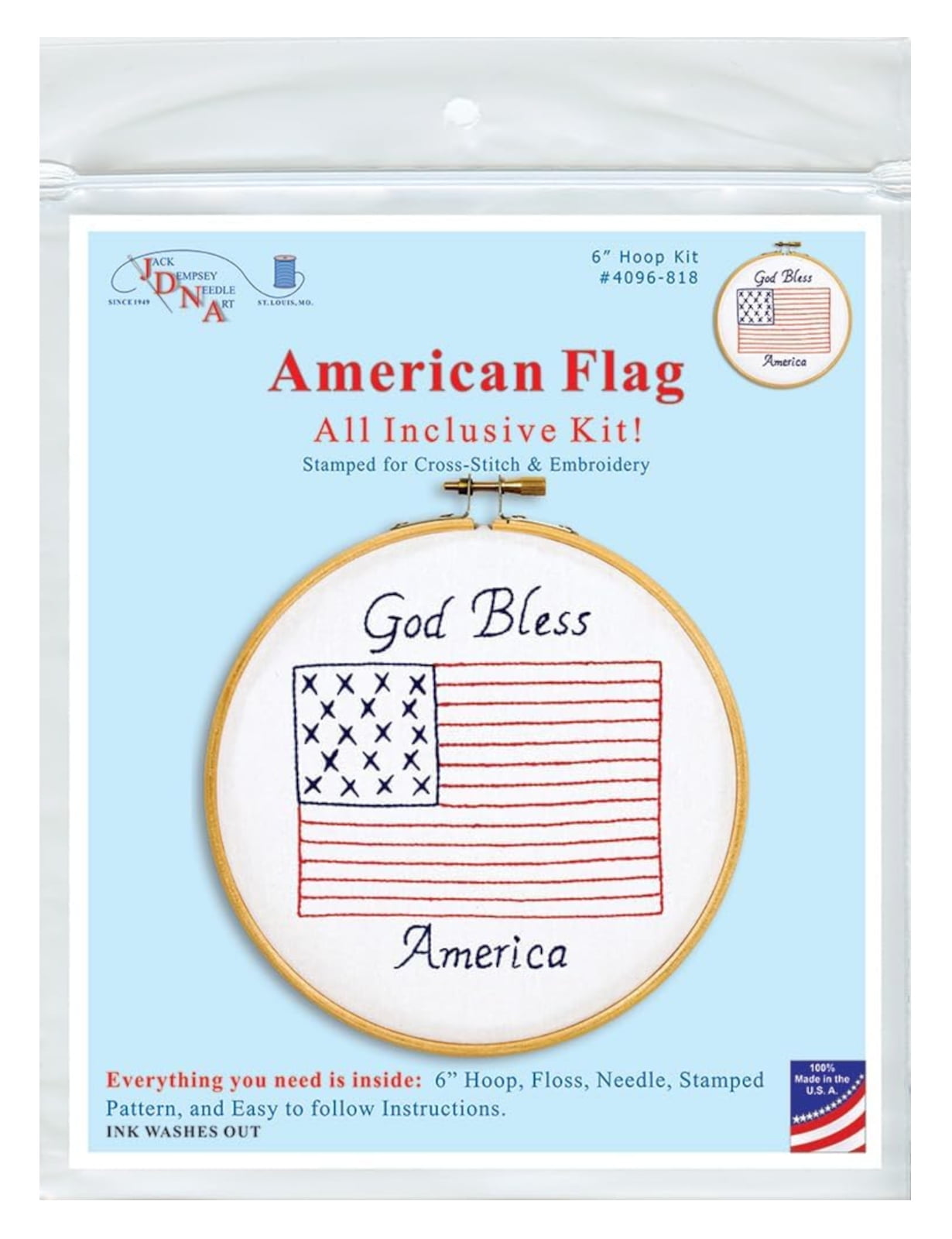 Jack Dempsey Stamped Hoop Kits 6"-American Flag - Walmart.com