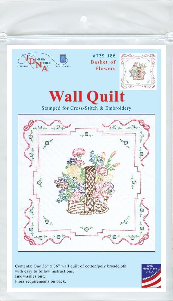 Jack Dempsey Needle Art Basket Of Flowers Wall Quilt - Walmart.com