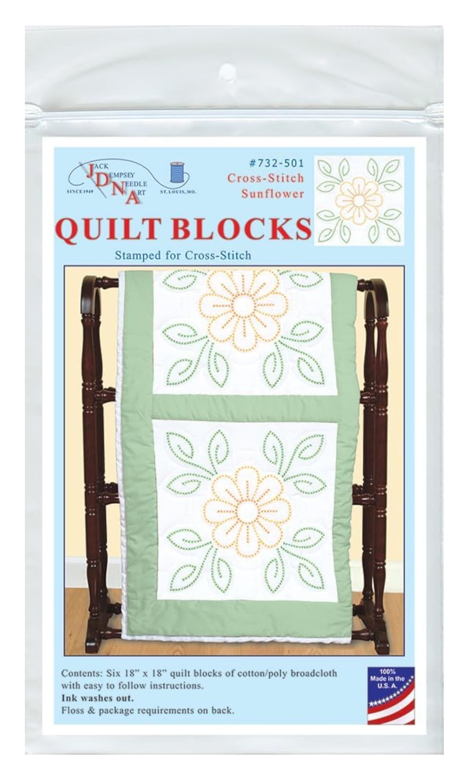 Cross-Stitch Sunflower 18in Quilt Blocks - Walmart.com
