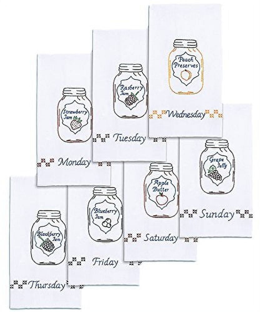 Jack Dempsey Needle Art Mason Jars, Days of the Week Decorative Hand ...