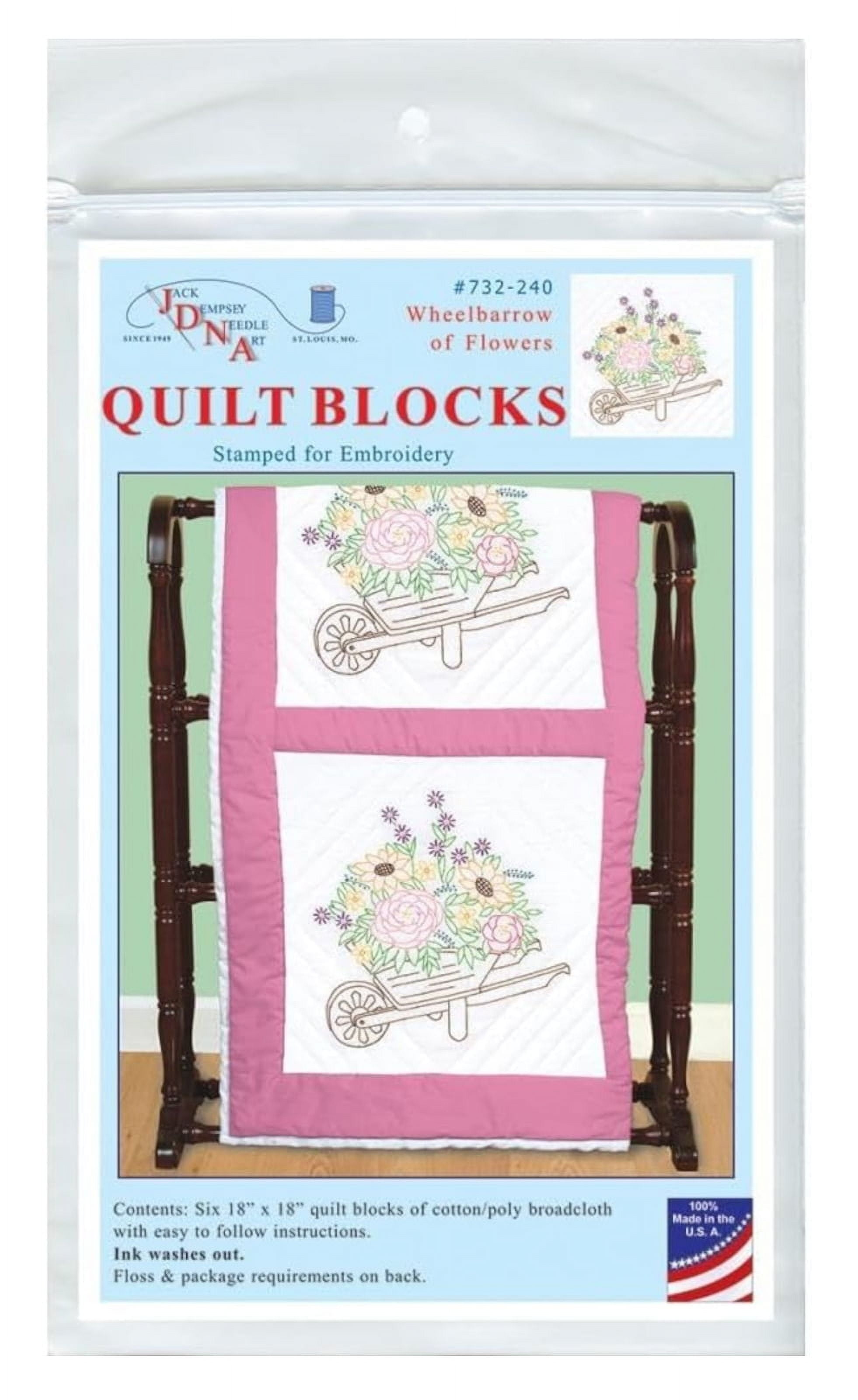 Jack Dempsey Stamped White Quilt Blocks 18"X18" 6/Pkg-Wheelbarrow Of ...