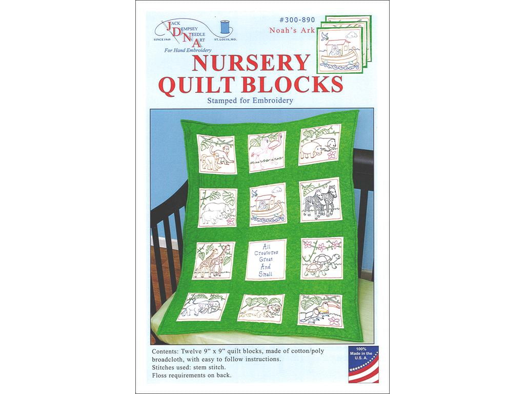 Jack Dempsey Nursery Quilt Blocks Noah's Ark 12pc - Walmart.com