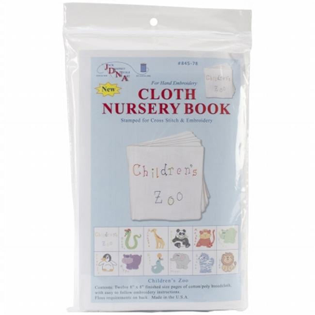 Jack Dempsey Stamped Cloth Nursery Books 8"X8" 12 Pages-Children's Zoo ...