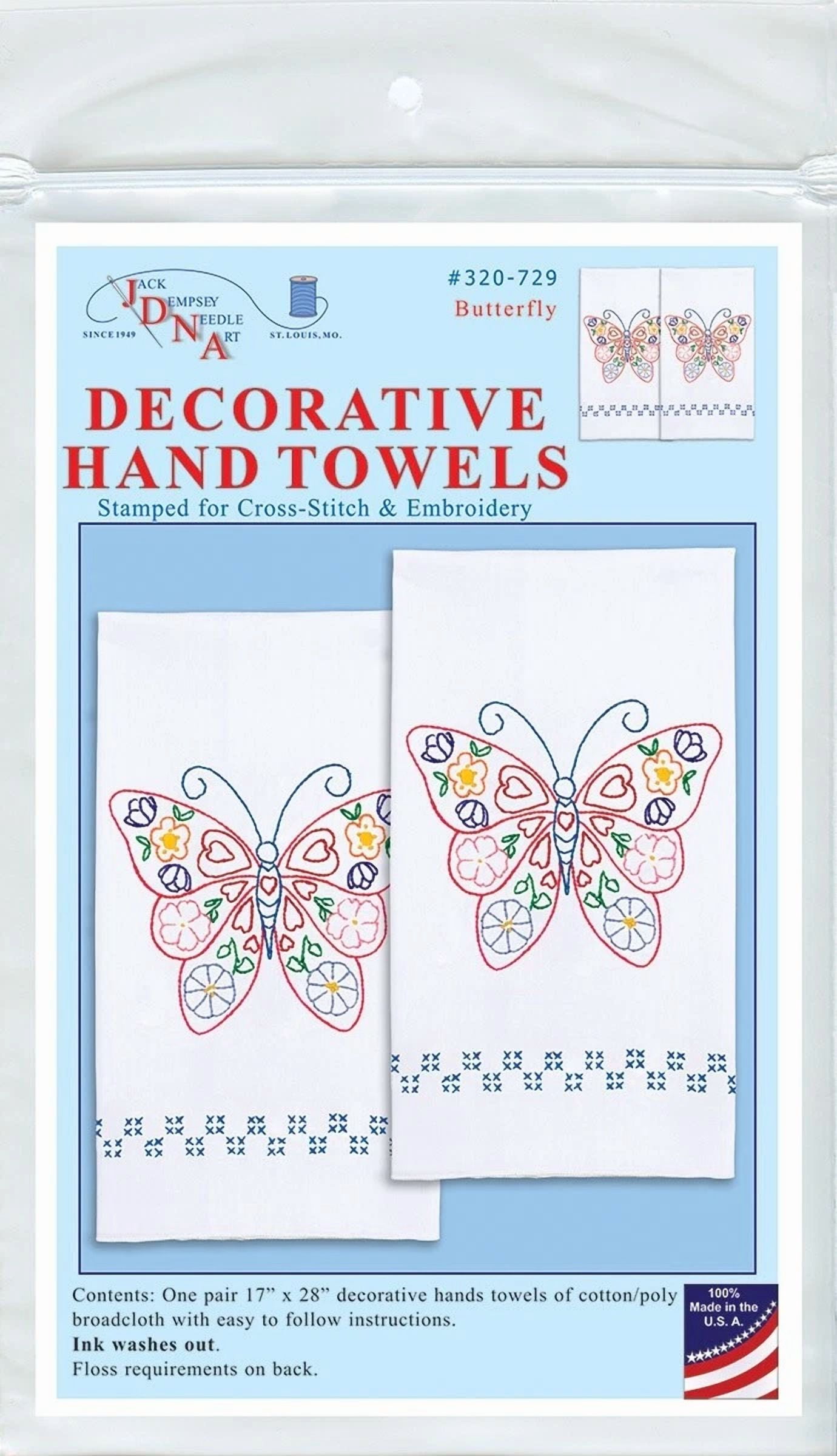 Jack Dempsey Stamped Decorative Hand Towel Pair 17"X28"-Butterfly ...