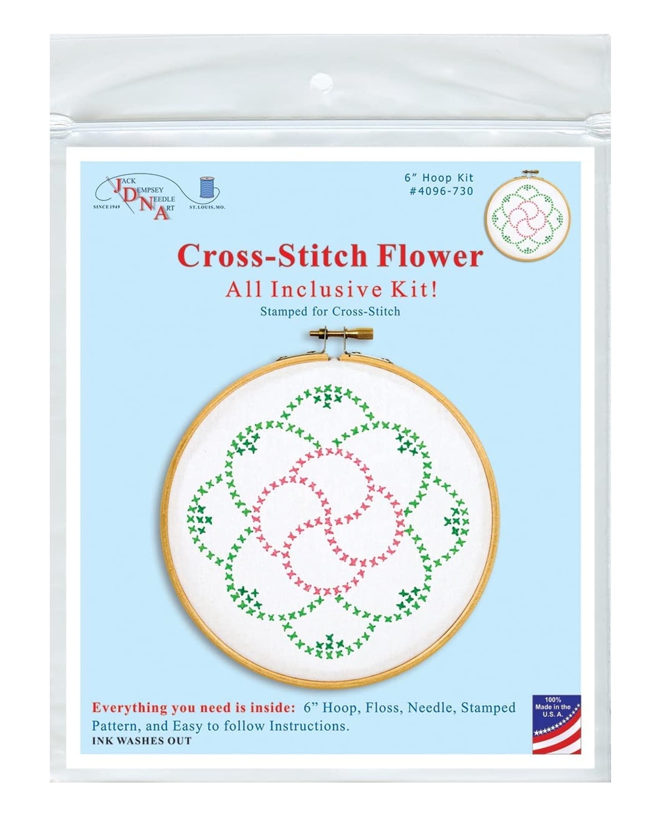 Jack Dempsey Stamped Hoop Kits 6"-Cross-Stitch Flower - Walmart.com