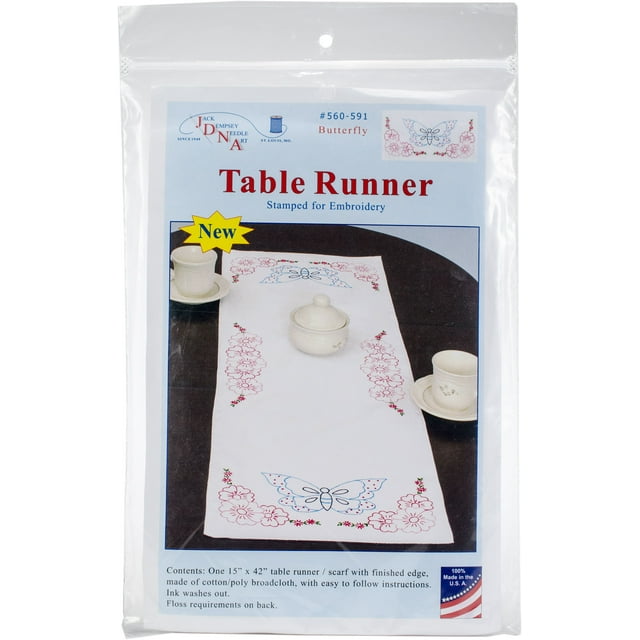 Jack Dempsey Stamped Table Runner/Scarf 15"X42"-Butterfly - Walmart.com