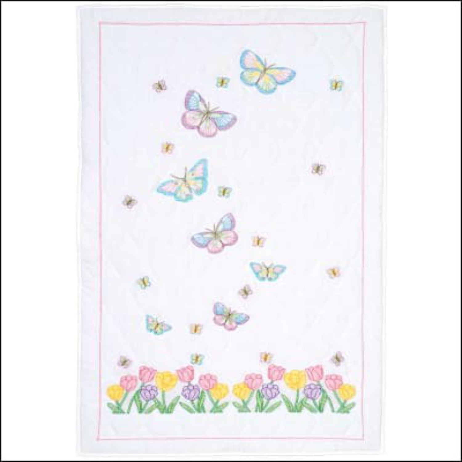 Jack Dempsey Stamped White Lap Quilt Top 40"X60"-Beautiful Blooms ...