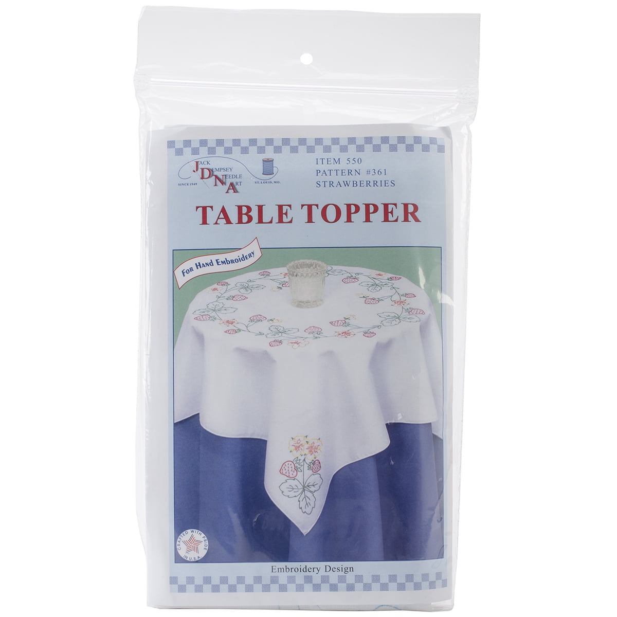 Jack Dempsey Stamped White Perle Edge Table Topper 35" x 35 ...