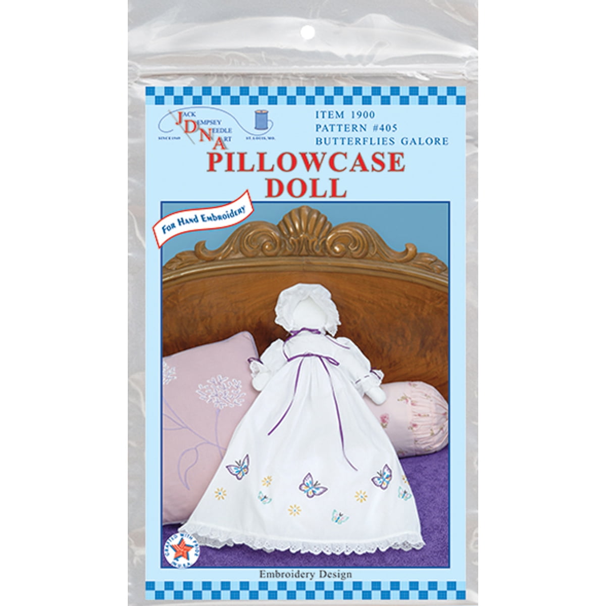 Jack Dempsey Stamped White Pillowcase Doll Kit-Butterflies Galore ...
